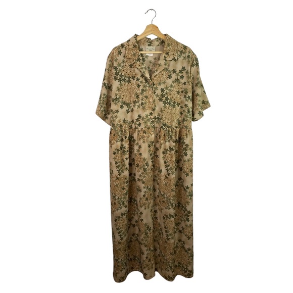 Vintage | Dresses | Vintage Floral Neutral Short Sleeve Maxi Dress ...